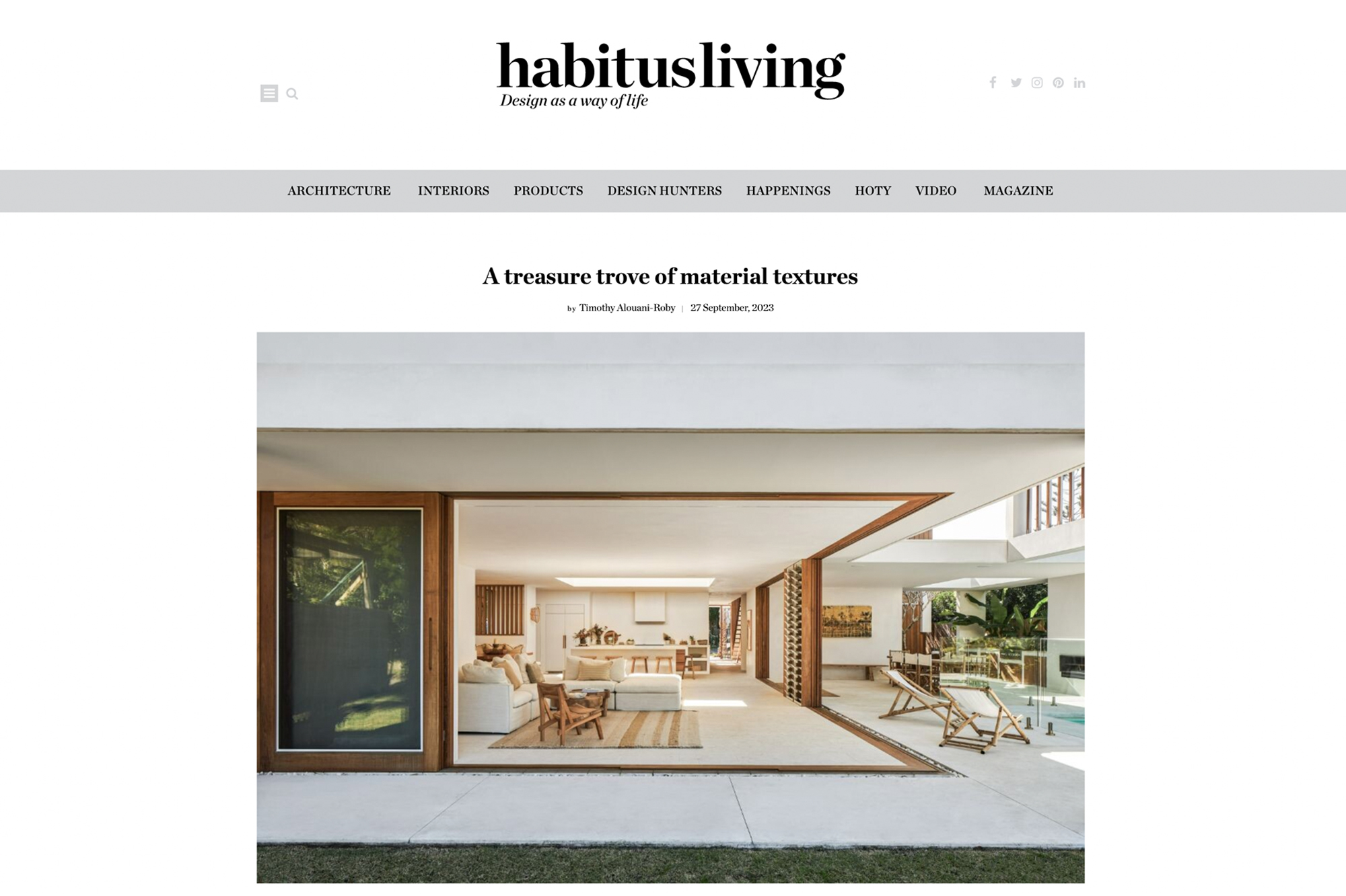 HABITUS LIVING - A TREASURE TROVE OF MATERIAL TEXTURES - Davis Architects